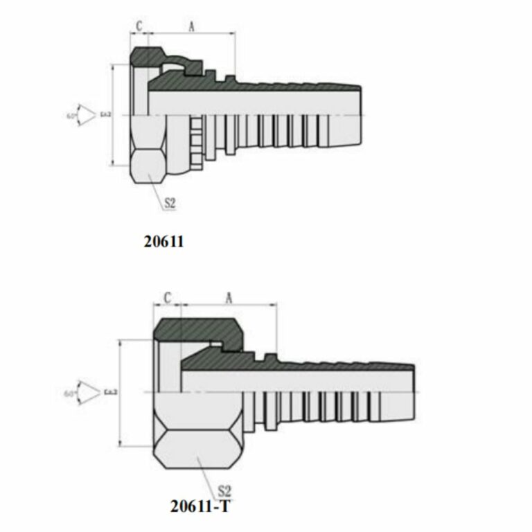 20611 Metric Thread Hose Fittings-Female 60° Cone Seat-Topa